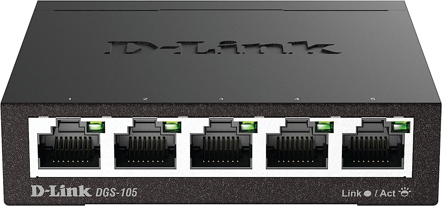 D-Link 5 Port Gigabit Unmanaged Metal Desktop Switch, Plug and Play ...