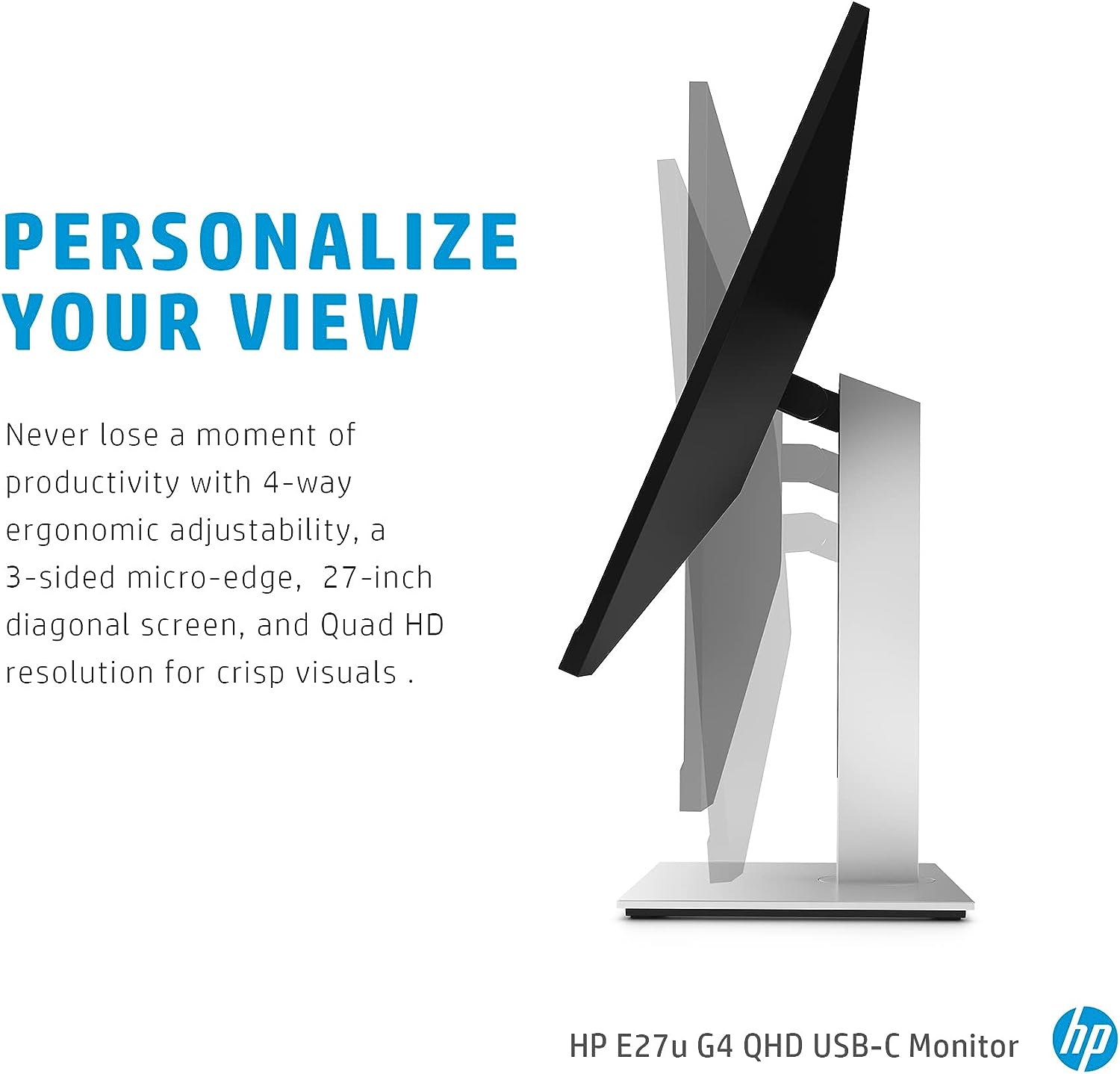 HP E27u G4 QHD USB C Monitor, QHD 2560 x 1440 27"inch Anti glare,99% ...