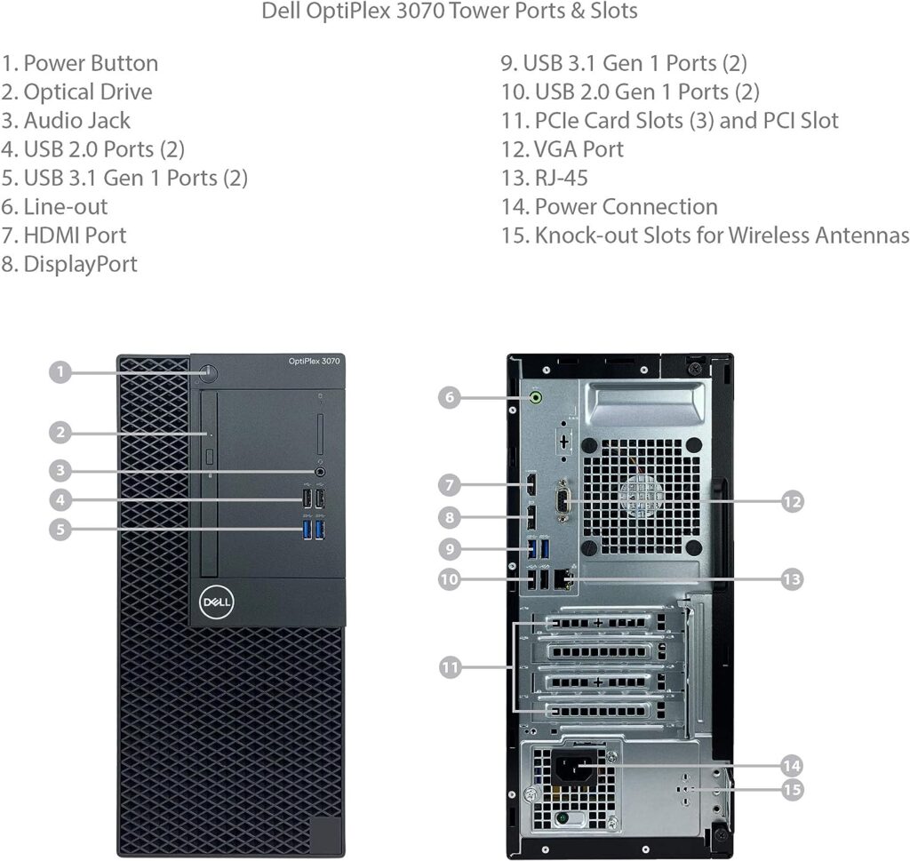 Dell OptiPlex 3070 MT Tower 9th Gen Intel Core i5 9500 6 Core, Intel UHD Graphics 630, DVD ...